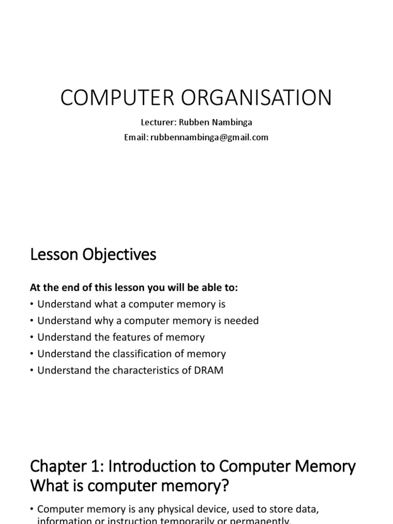 Chapter 1 Computer Memory | PDF | Computer Data Storage | Random Access Memory