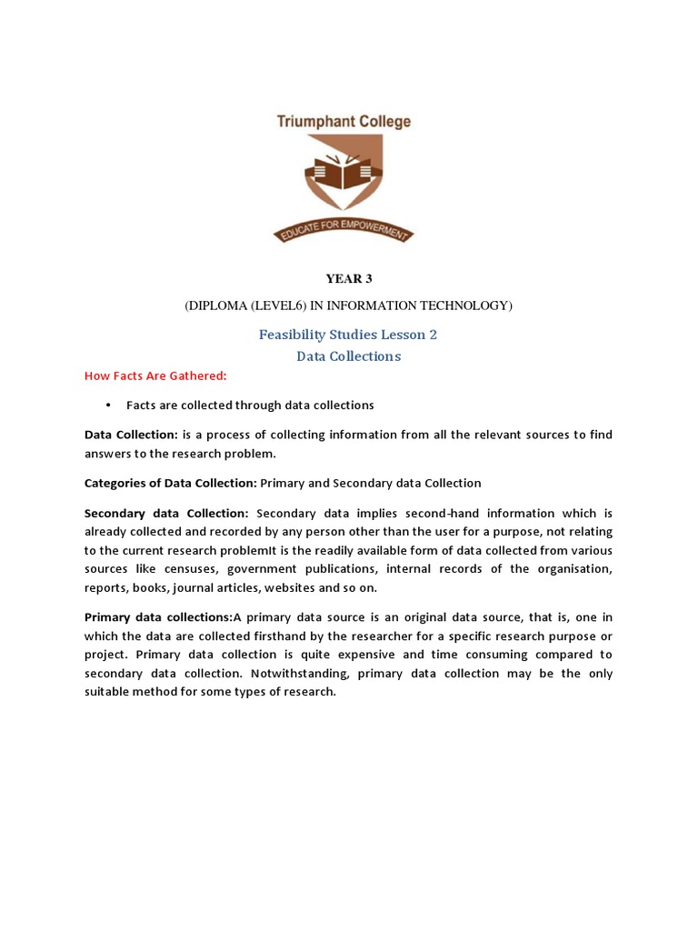 Lesson 2 Data Collection Pdf Survey Methodology Data