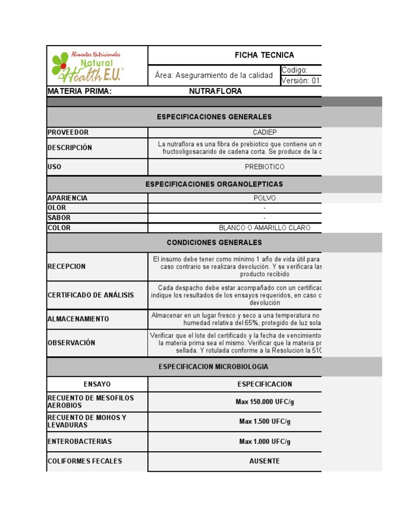 NH-FT-MP-005 Nutraflora | PDF | Comida y bebida
