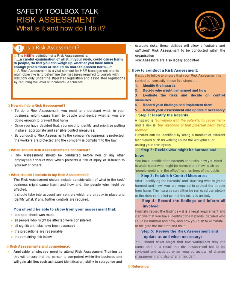 OHS-TBT-011 - Risk Assessment - 1 | PDF | Risk | Risk Assessment