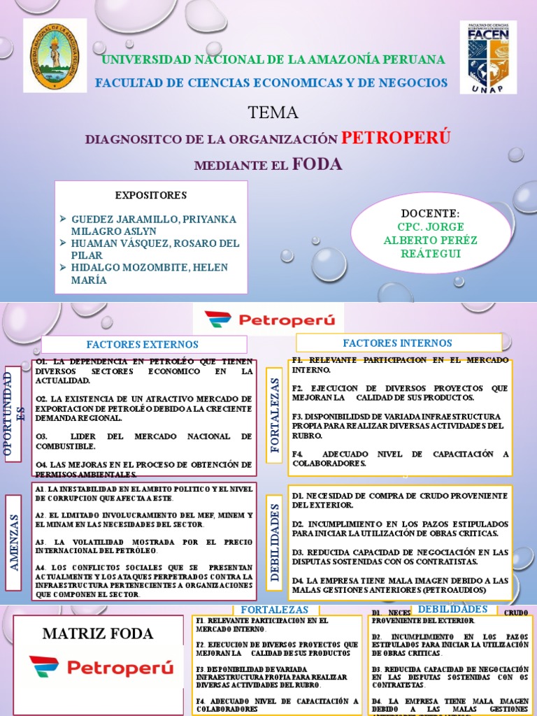 PPT FODA PETROPERÚ (2) enviar al profesor | PDF | Petróleo | Análisis FODA