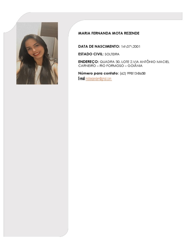 Curriculo - Maria Fernanda Mota | PDF