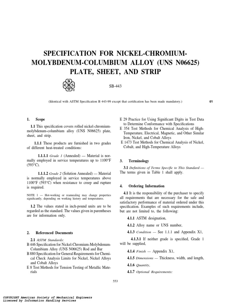 Asme SB-443 | PDF | Sheet Metal | Rolling (Metalworking)