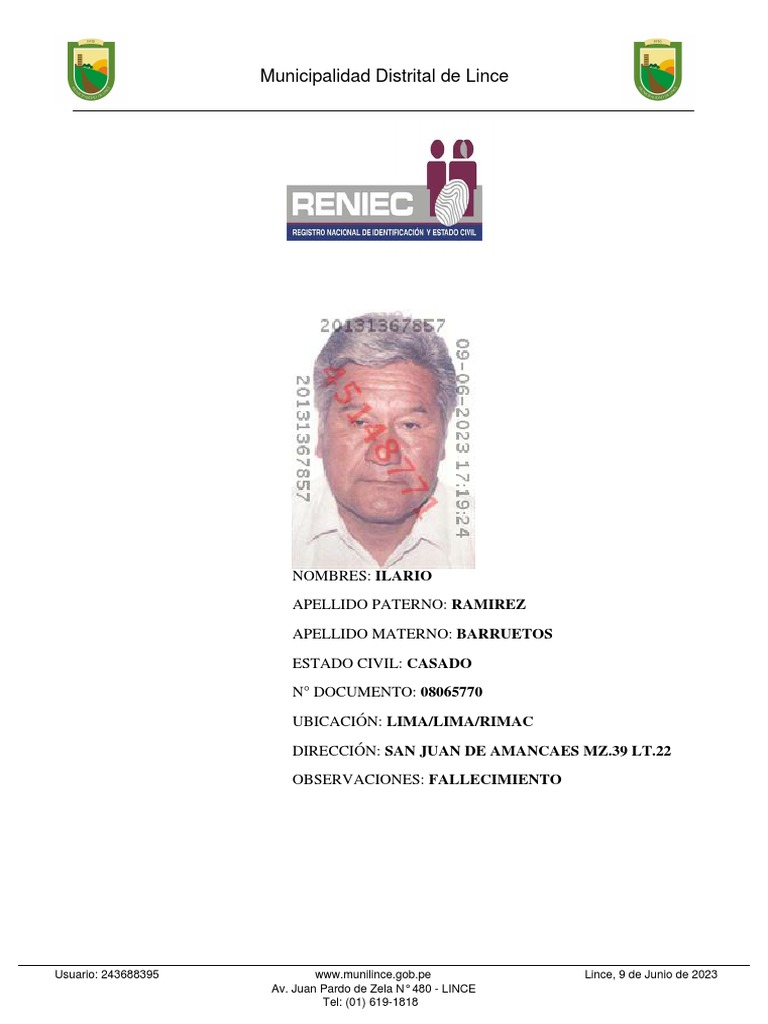 Ficha Reniec (5) | PDF