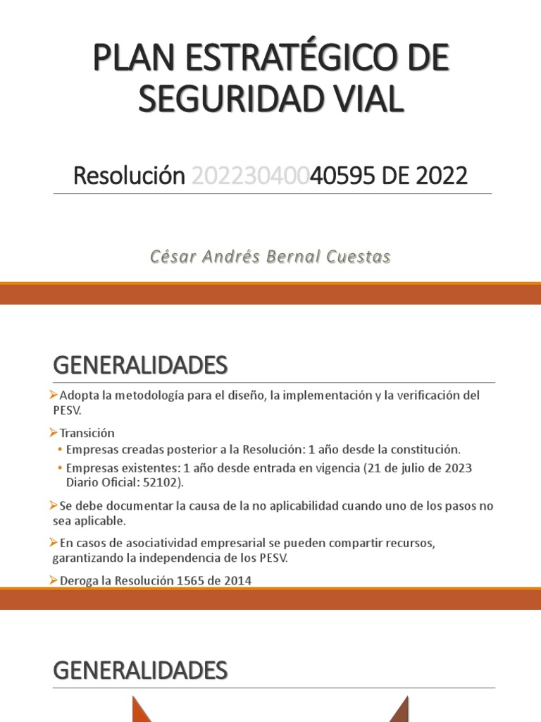 PESV_Resolución 40595 de 2022 | PDF | Planificación | Seguridad vial