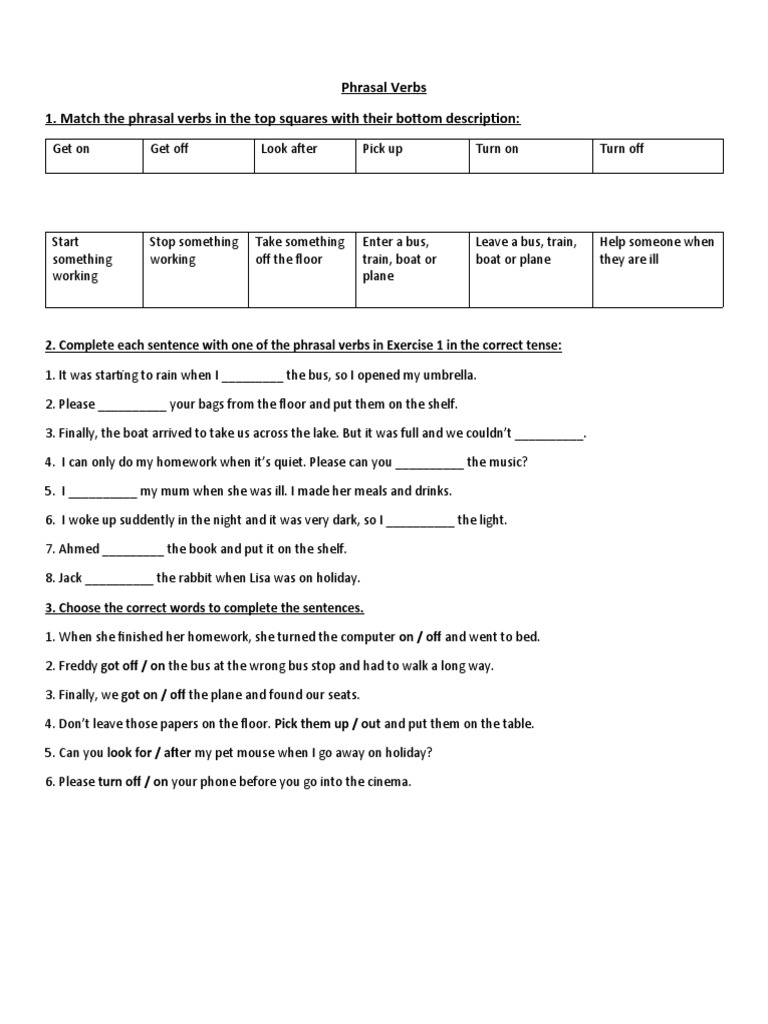 Phrasal Verbs Exercise Guide | PDF