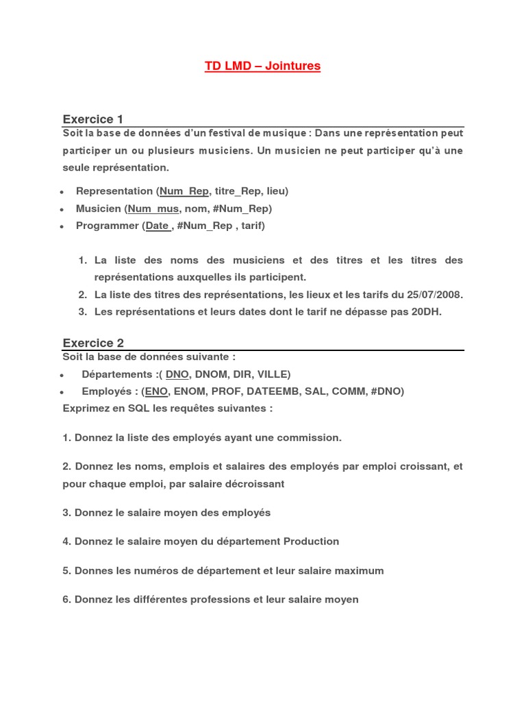 TD6 Exercices | PDF | Bases de données | Développement de logiciel