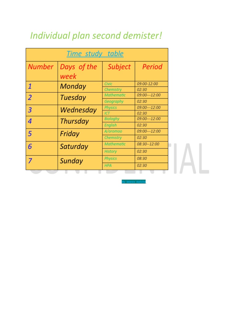 Study Time Table | PDF