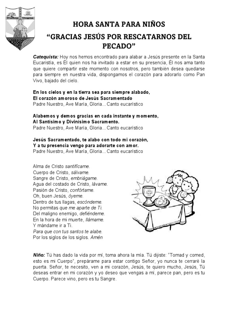 Hora Santa para Niños | Descargar gratis PDF | eucaristía | Cristo (título)