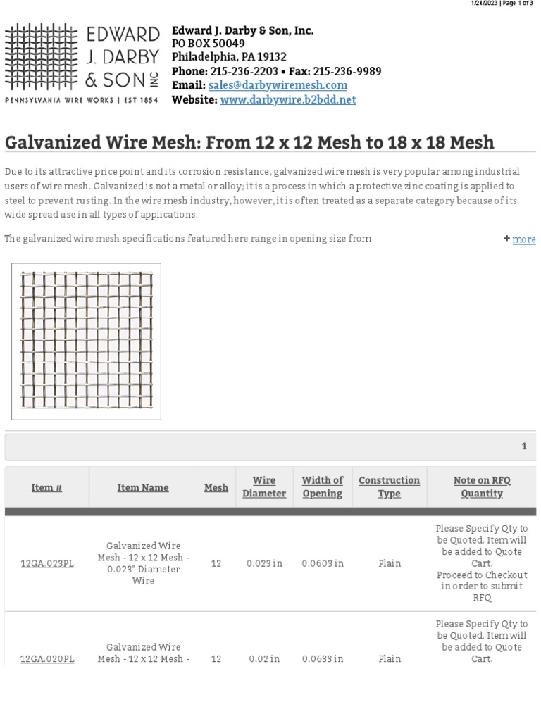 1/2x1/2 Galvanized Wire Mesh Quotes | PDF | Galvanization | Rust
