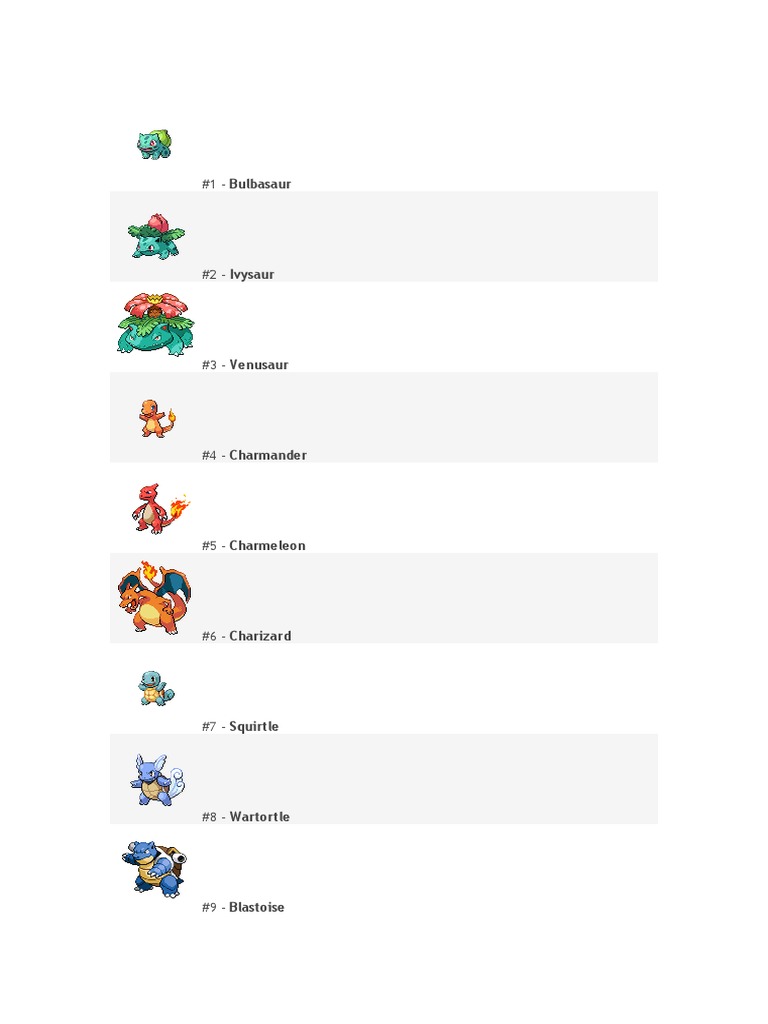 Lista de Pokemon | PDF | Nintendo Franchises | Video Games