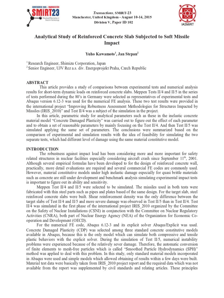Impact Analysis of Concrete Slabs | PDF | Strength Of Materials ...