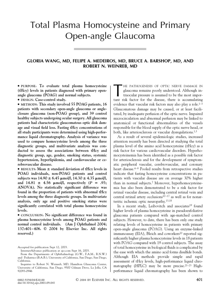 Am J Ophthalmol 2004 - p401 | PDF | Glaucoma | Cardiovascular Diseases