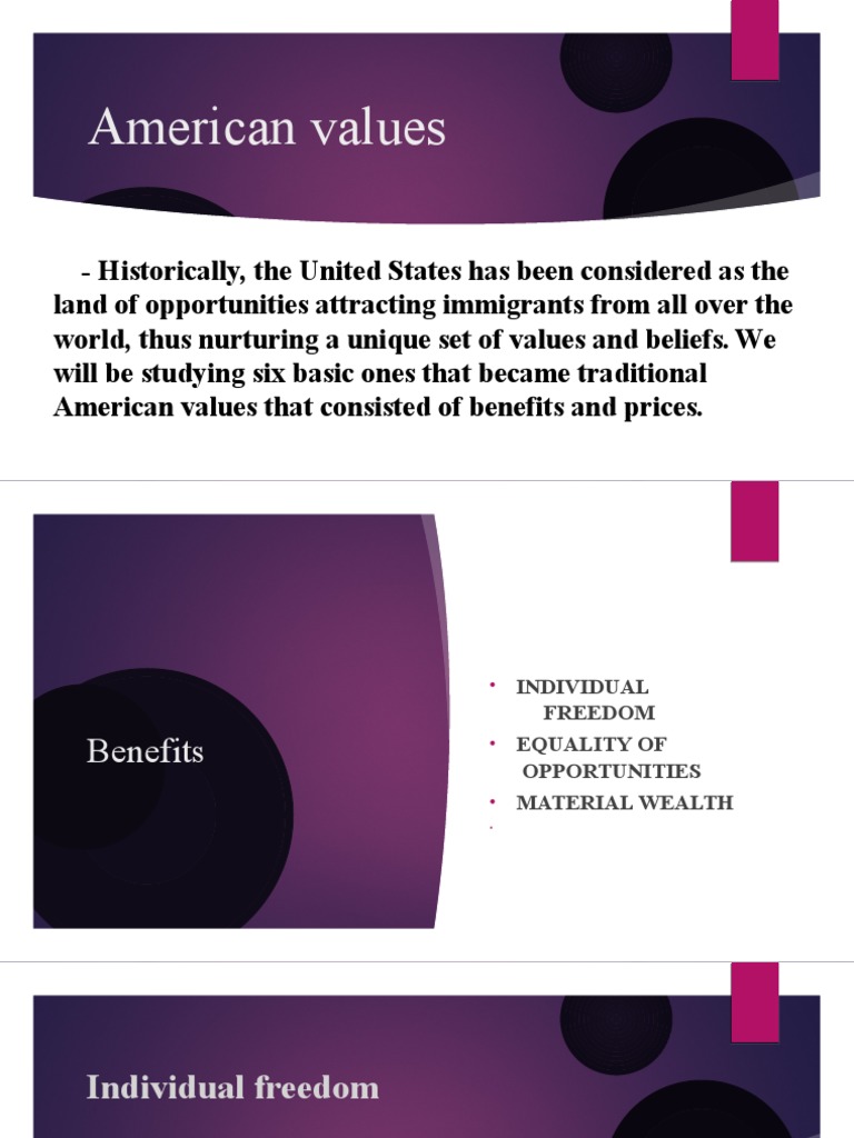 American Values and Beliefs Presentation | PDF | Wealth | Immigration