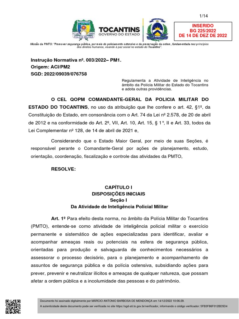 Instrução Normativa #003-2022-Regulamenta o Serviço de Inteligência Da ...