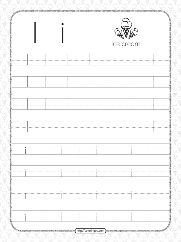 Printable Dotted Letter I Tracing PDF Worksheet | PDF
