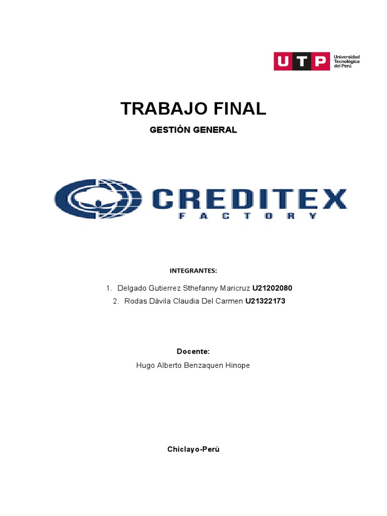 TRABAJO - FINAL - CREDITEX FACTORY (1) Avance Final | PDF | Marketing ...