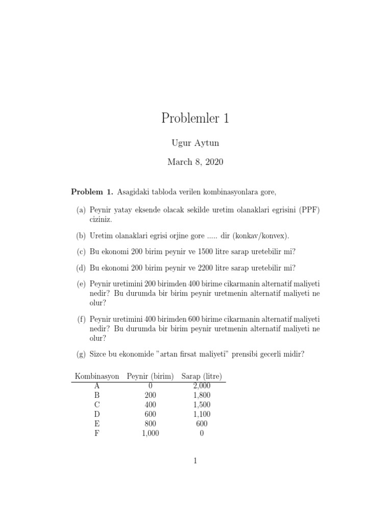Problem Set 1 UA | PDF
