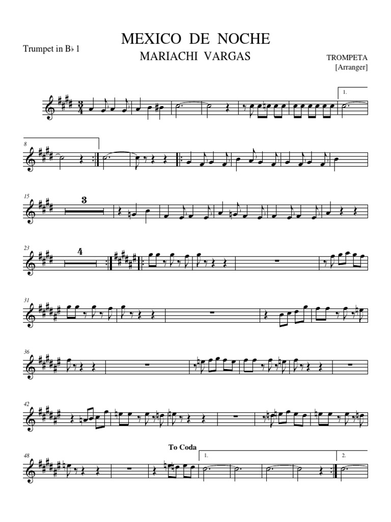 Mariachi Trumpet: Mexico de Noche | PDF | Central American Music | Mexico