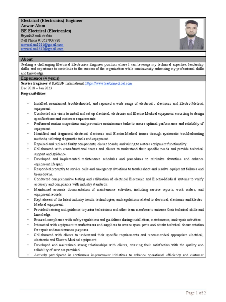 Electrical Electronics Engineer Anwar KTK | PDF | Reliability Engineering | Electronics
