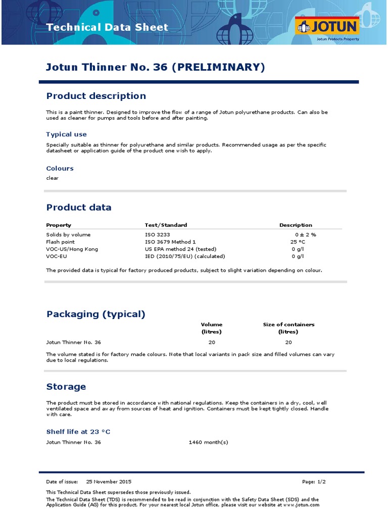 FICHA TECNICA Thinner No. 36 (Preliminary) | PDF