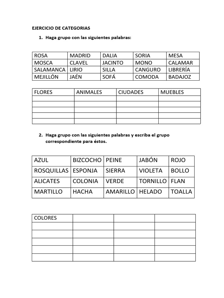 Ejercicio de Categorias | PDF