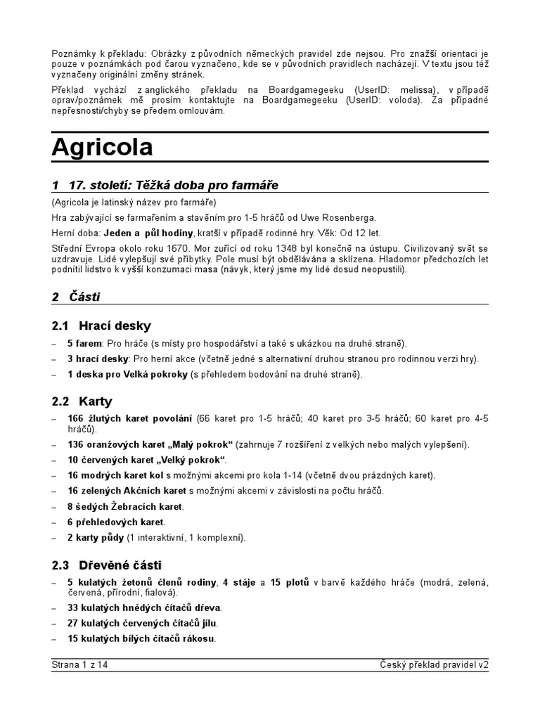 Agricola Preklad Pravidel | PDF Agricola Preklad Pravidel | PDF