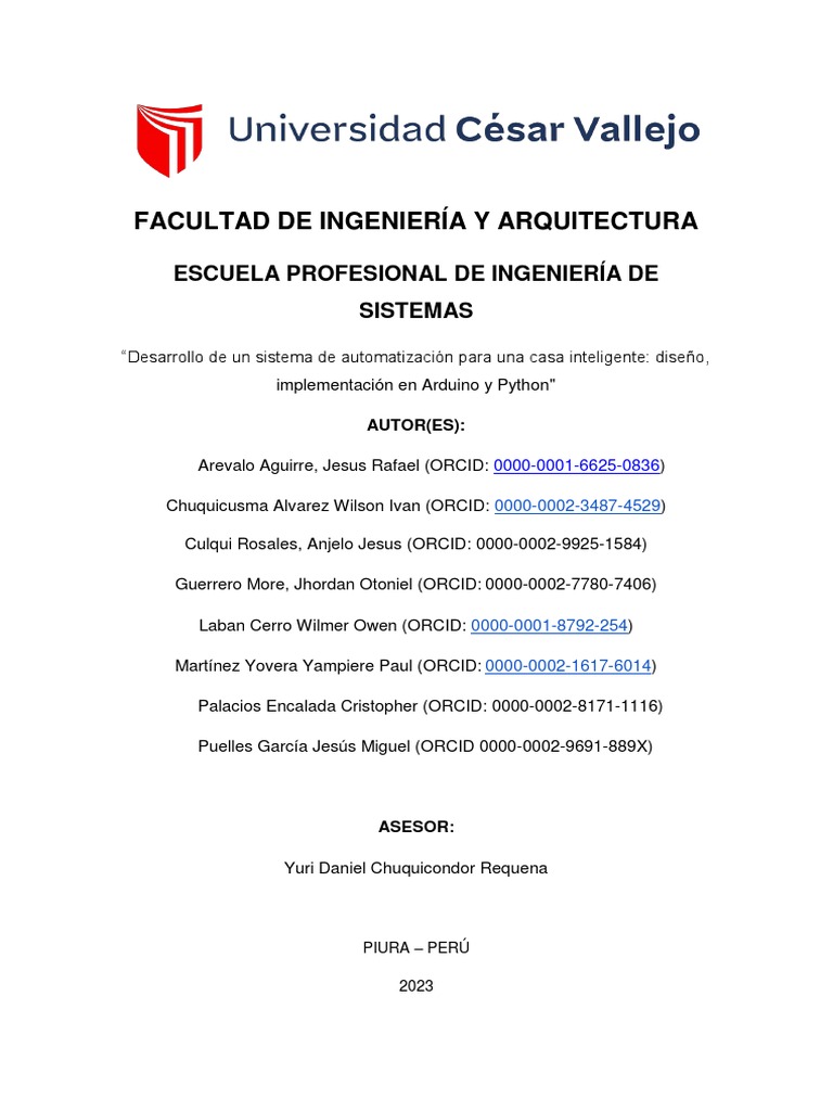 Desarrollo de Un Sistema de Automatización para Una Casa Inteligente ...