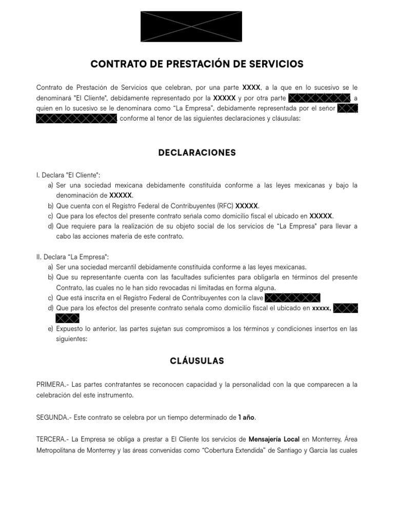 Contrato PLANTILLA Servicios | PDF | Cliente | México