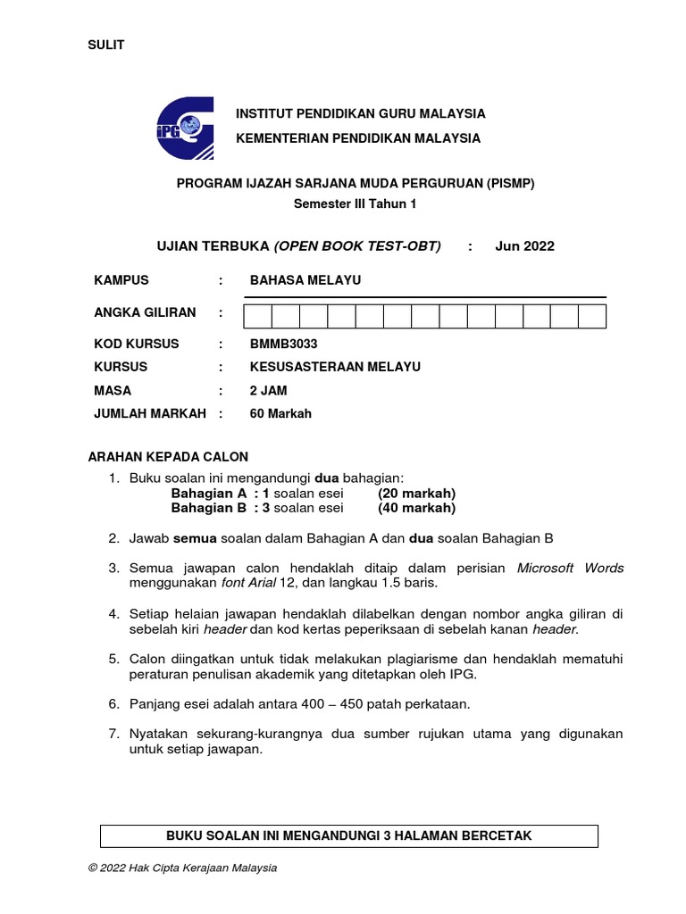 BMMB3033 - Soalan Obt | PDF