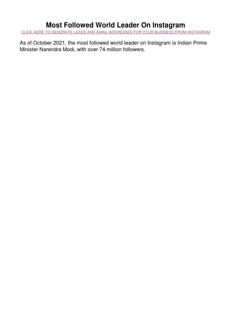 Instagram's Top World Leader | PDF