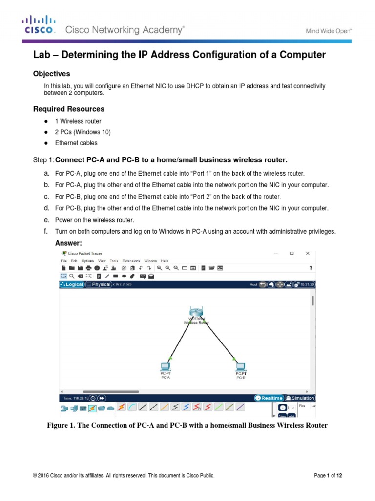 2.1.2.5 Lab - Determining The IP Address Configuration of A Computer | PDF | Ip Address ...