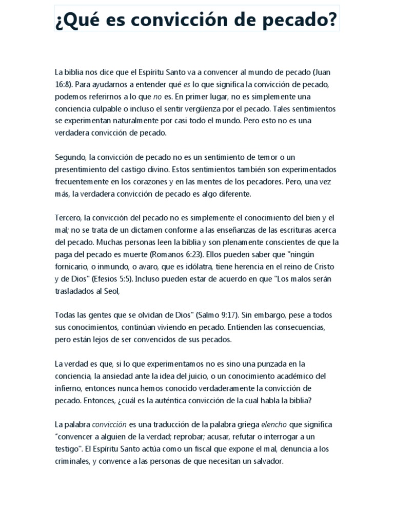 Qué Es Convicción de Pecado | PDF | Pecado | espíritu Santo