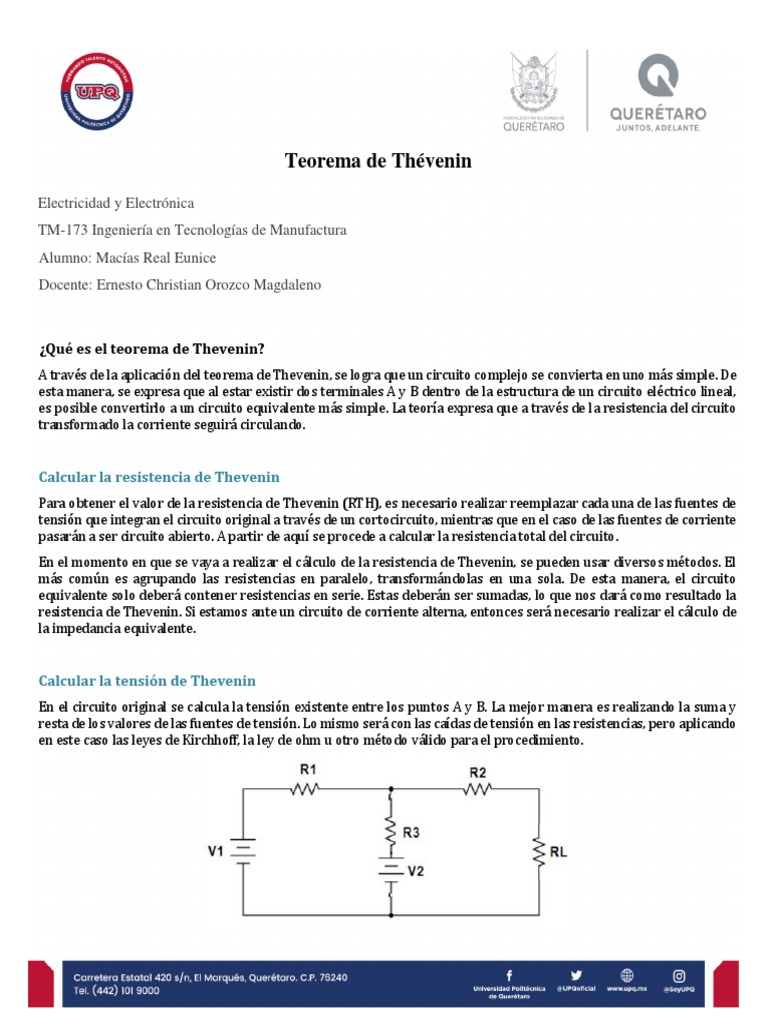 Teorema de Thevenin | PDF | Red eléctrica | voltaje