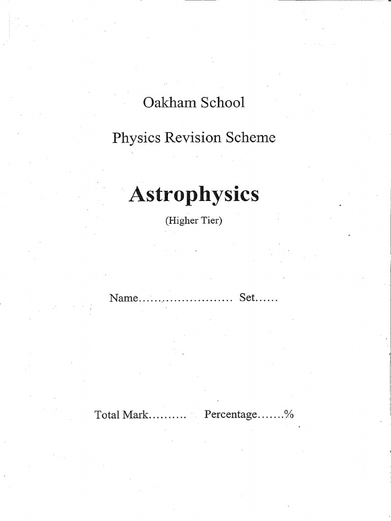 Revision Document - GCSE DA - H - Astrophysics | PDF