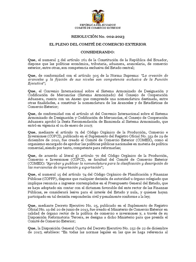 Resolución-002-2023 - 7ma Enmieda | PDF | aduana | Vatio