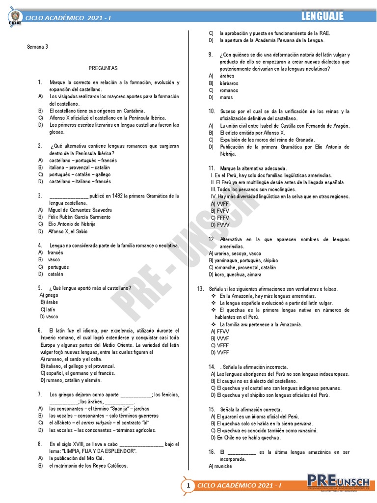 Semana 3 Lenguaje | PDF | Lengua española | latín Semana 3 Lenguaje | PDF | Lengua española | latín