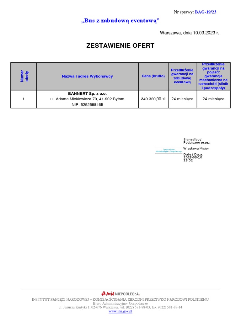 Zestawienie Ofert BAG 19_23 Sig | PDF