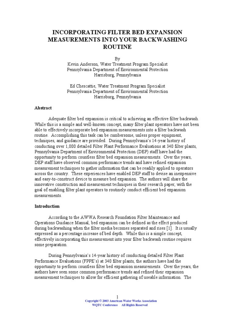 Filter Bed Expansion | Download Free PDF | Filtration | Physical Sciences