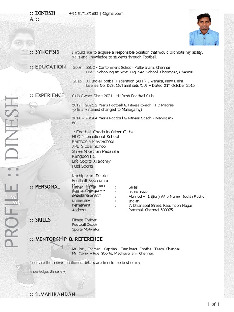 Mani Kandan S Profile | PDF