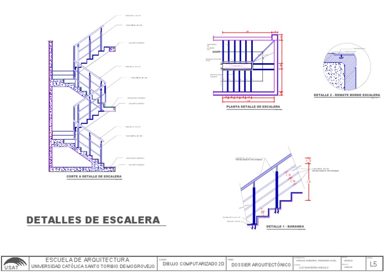 Detalle Escalera | PDF | Materiales de construcción | Ingeniería ...