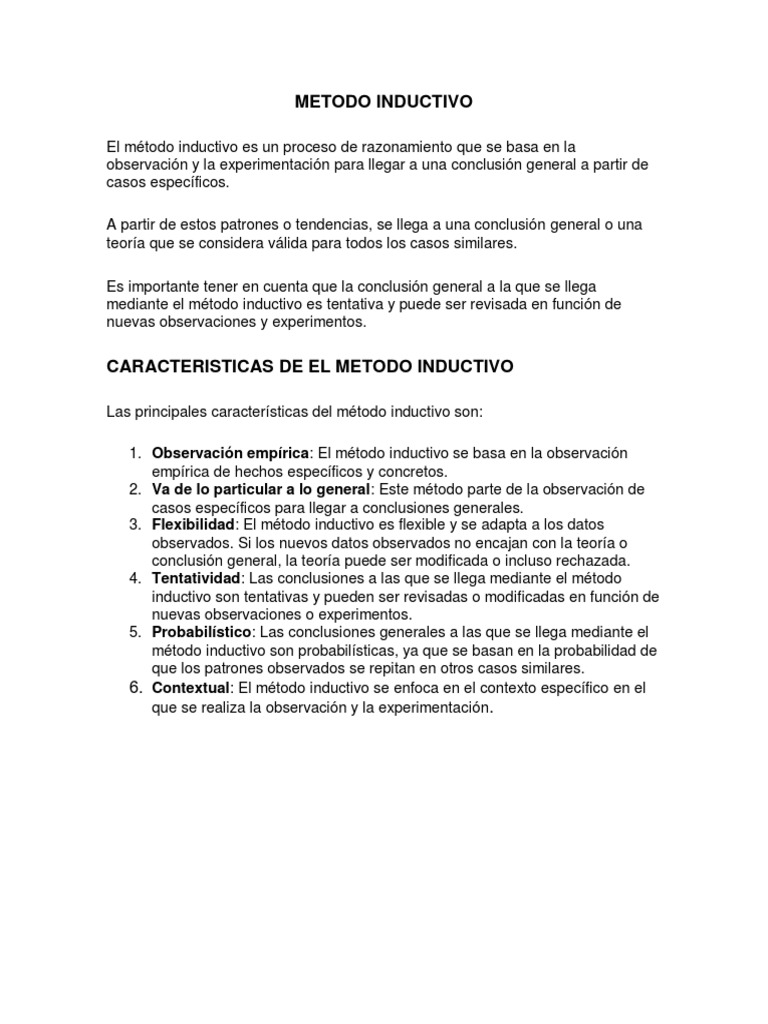 Metodo Inductivo | Descargar gratis PDF | Razonamiento deductivo | Razonamiento inductivo