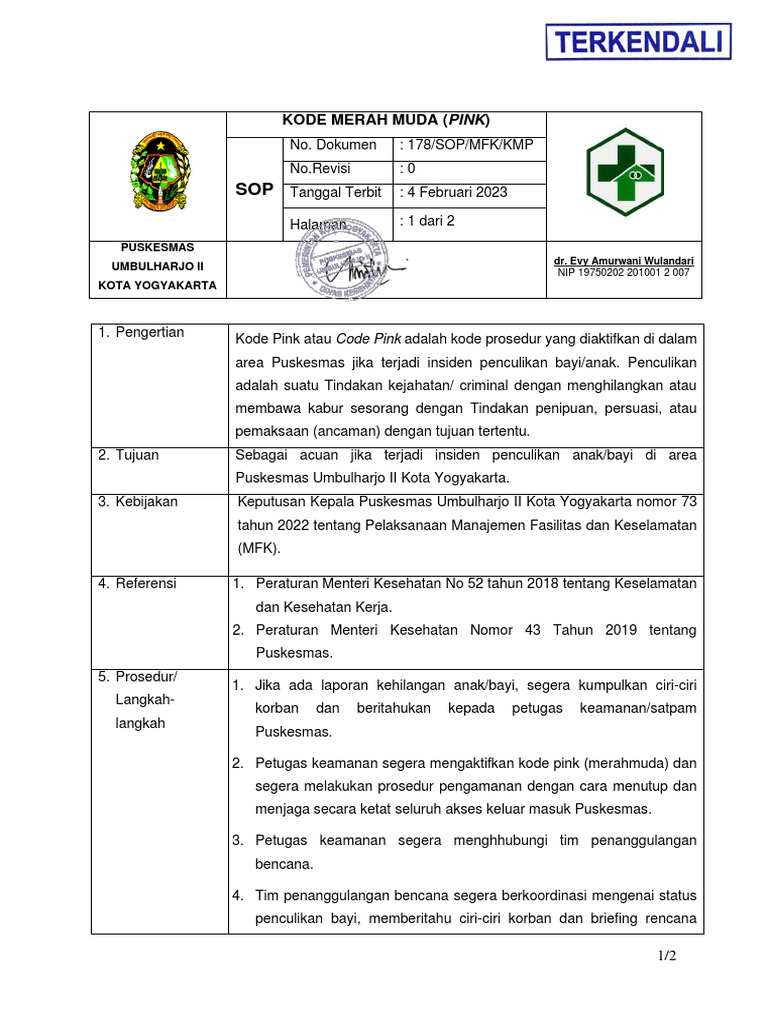 SOP Kode Pink | PDF | Sains & Matematika