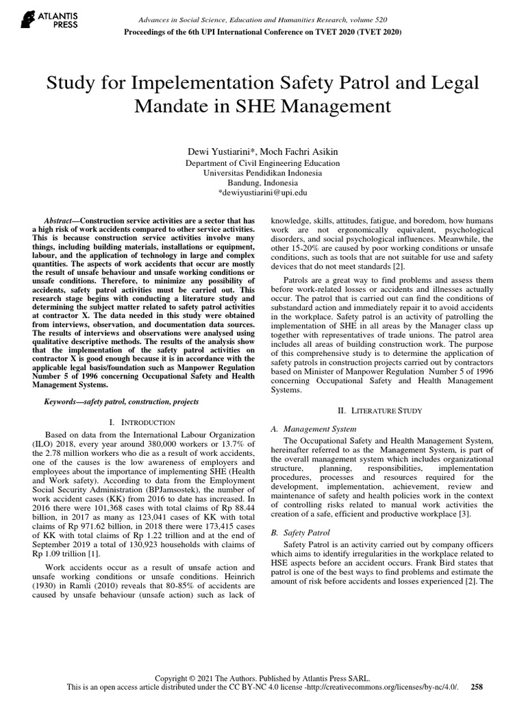 Study For Impelementation Safety Patrol and Legal Mandate in SHE ...