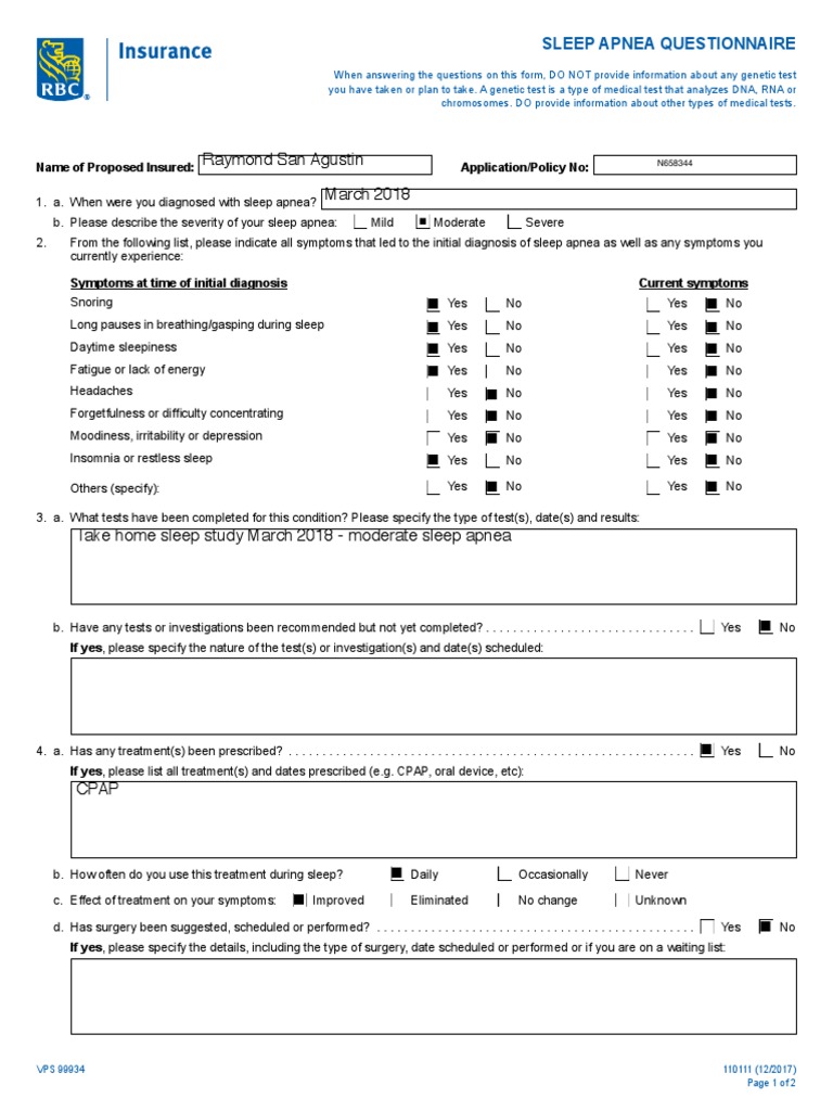 Sleep Apnea Questionnaire | PDF | Sleep Apnea | Causes Of Death