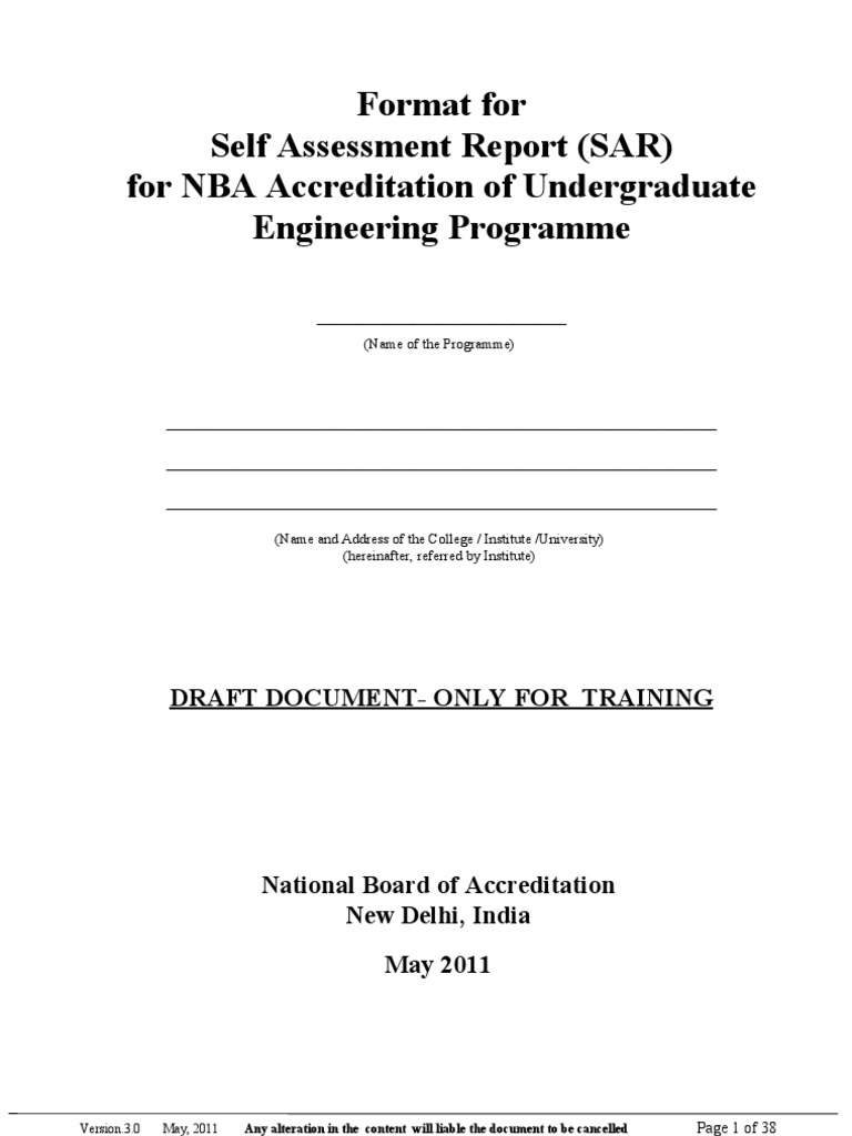 NBA - Self Assesment Report | PDF | Test (Assessment) | Educational ...