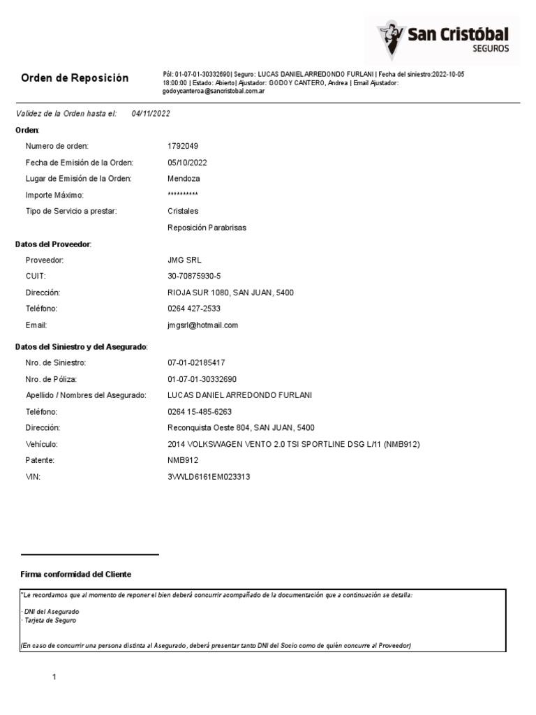 Orden de Servicio - 1792049 | PDF