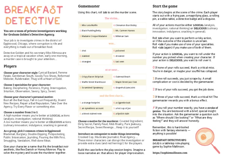 Breakfast Detective RPG | PDF | Foods | Cuisine
