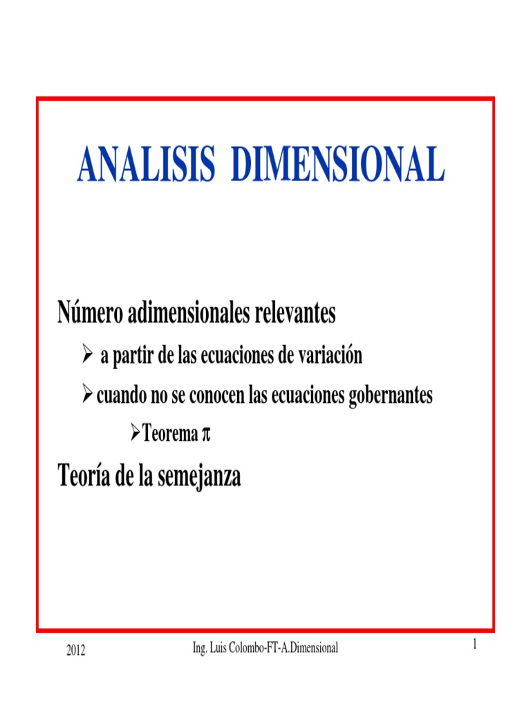 UT 4 Analisis Dimensional - Introducciòn | PDF | Turbulencia | Número ...