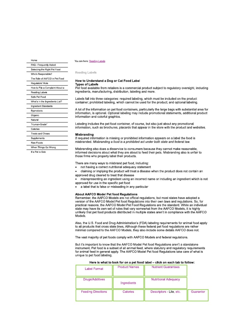 How To Understand A Dog - Cat Food Label | PDF